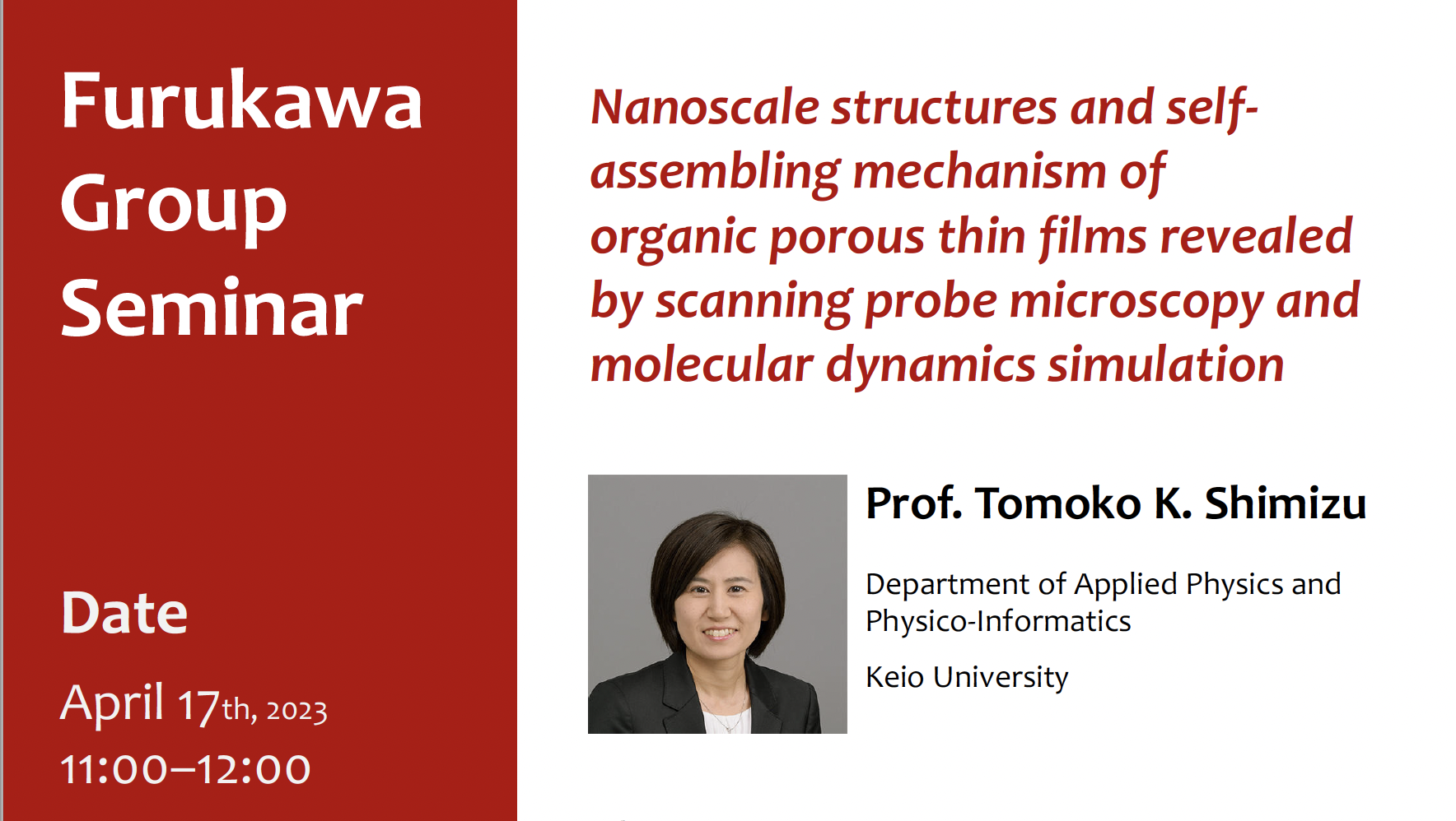 Furukawa Group Seminar – Visualizing structure and self-assembly | News ...